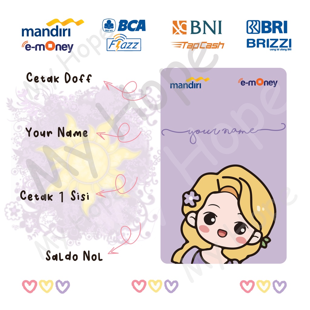 Jual Emoney Custom Etoll Princess Disney Cute Kartu Mandiri E-money E ...