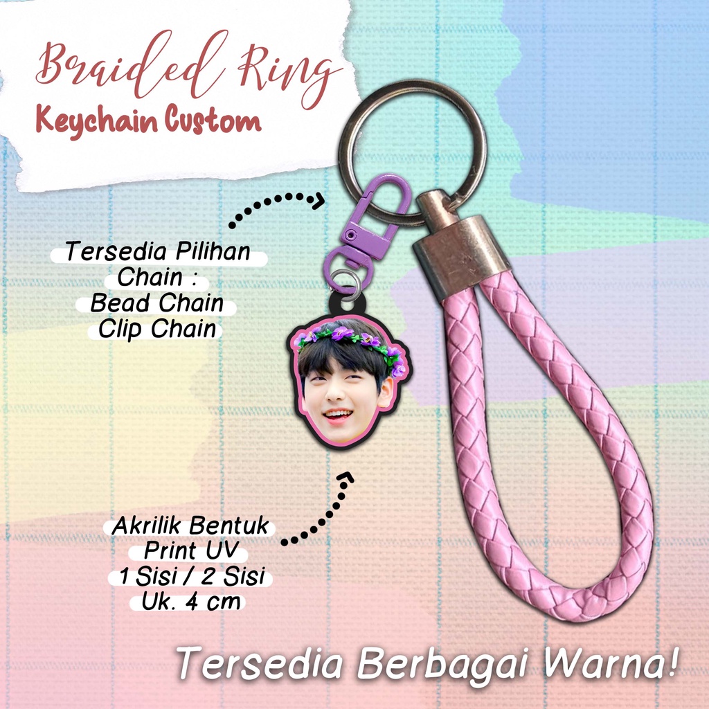 Jual Braided Ring Keychain CUSTOM / Gantungan Kunci Kepang / Ganci Kepang / Custom Akrilik Tali ...