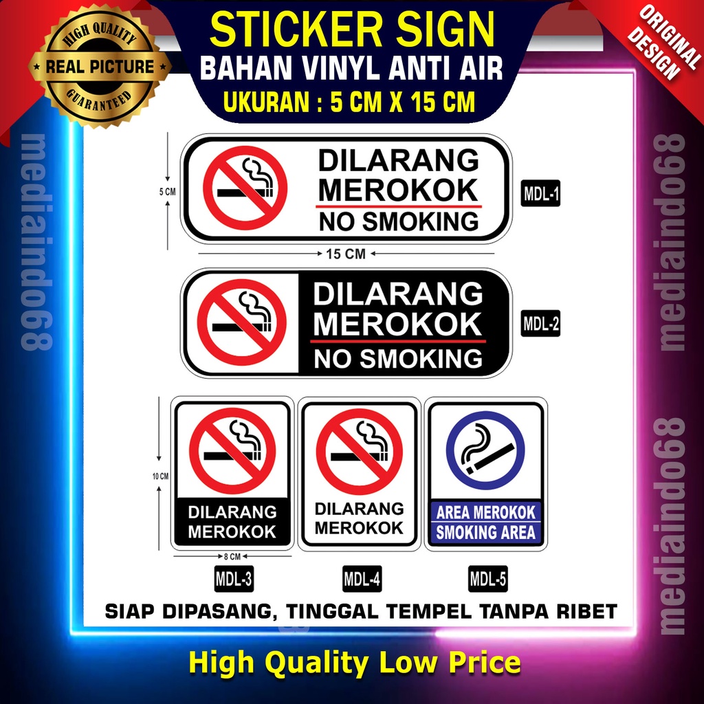 Jual STICKER SIGN-RAMBU BAHAN VINYL (NO SMOKING-SMOKING AREA) | Shopee ...