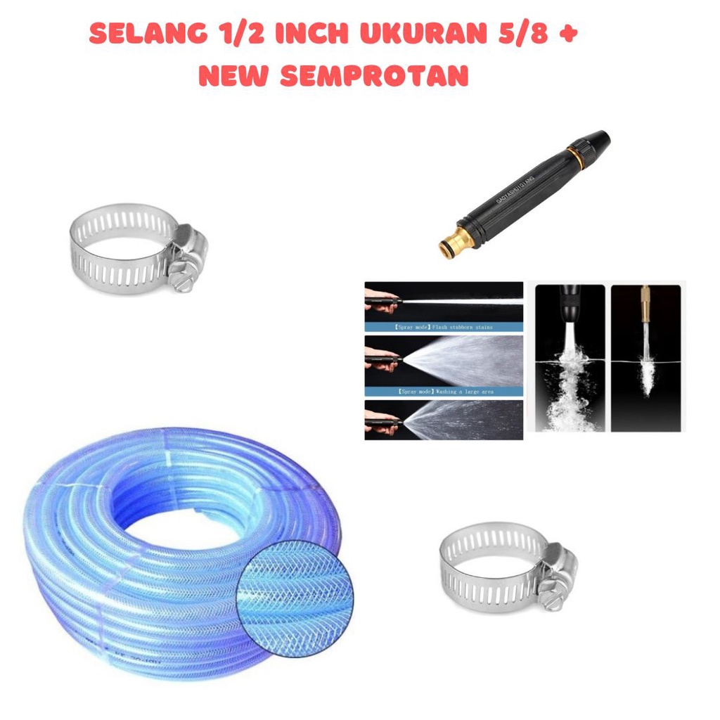 Jual PAKET SELANG BENING SERAT BENANG UKURAN 5/8 INCH FREE SEMPROTAN ...