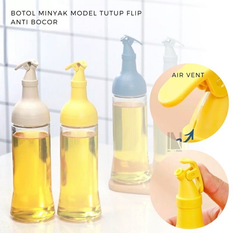 Jual BOTOL MINYAK KACA Dengan Tutup Flip Anti Tumpah 500 ML| OIL POT ...