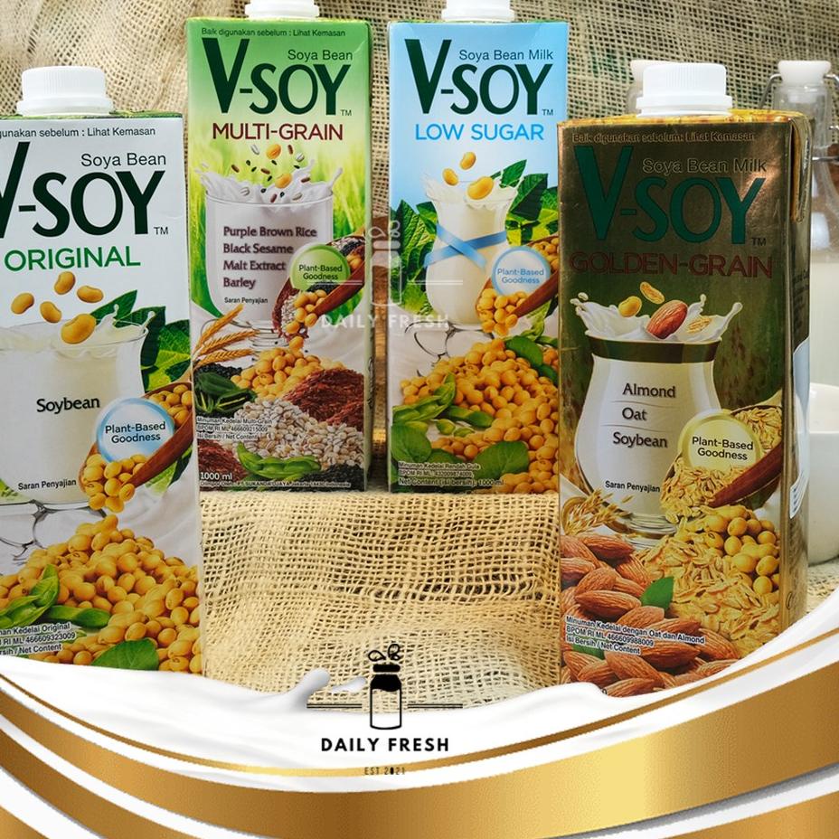 Jual MALL V-SOY SOYA BEAN MILK 1 LITER (MULTI GRAIN / GOLDEN GRAIN ...