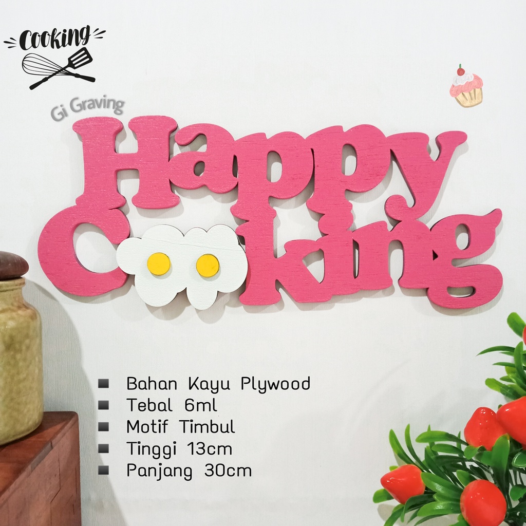 Jual Pajangan Dinding Dapur Happy Cooking Motif Timbul Kayu Ukuran ...