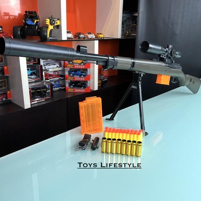 Jual Mainan Tembakan Model Nerf Soft Bullet Karabiner Kar98K Shell ...