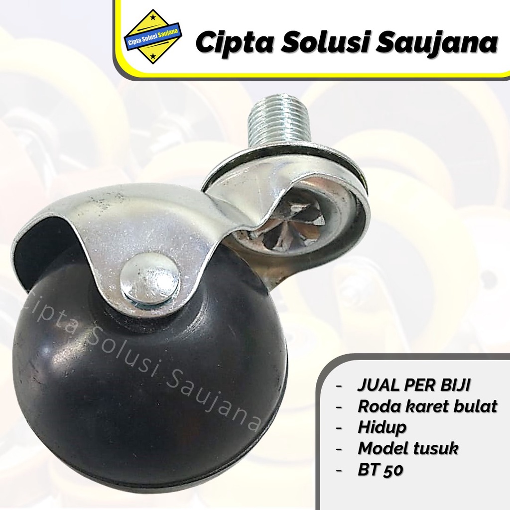 Jual BT 50 RODA KARET BULAT 2" MODEL TUSUK AS BAUT RODA CASTER BOLA ...