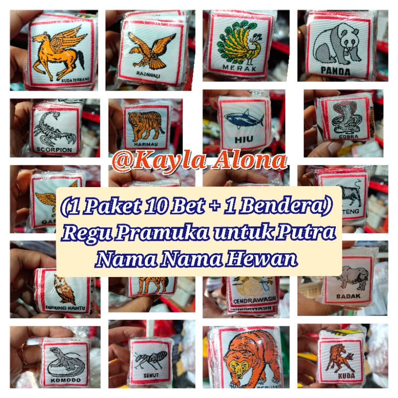 Jual ( 1 Paket = isi 10 Bet + 1 Bendera Regu )REGU PRAMUKA Nama² HEWAN ...