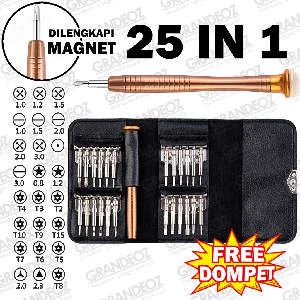 Jual Obeng Set 25 in 1 MAGNETIC TORX Hp Reparasi Kembang Bintang Minus 4 5 6 Laptop Y T Penta ...