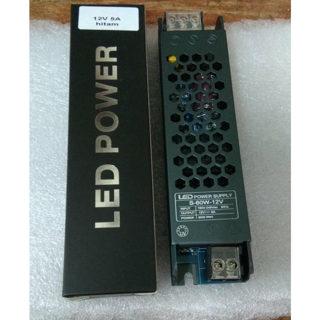 Jual LED Power Supply Switching 12V 5A 60W Body Slim Hitam | Shopee ...