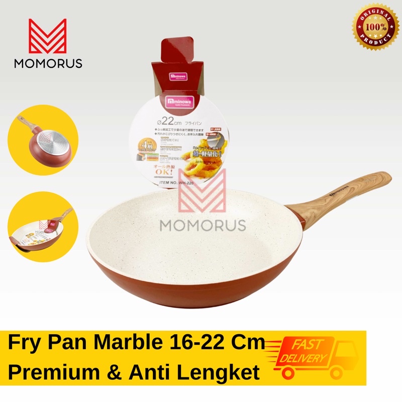 Jual MINOWA Panci Fry Pan 16 CM 18 CM 20 CM 22 CM Panci Marble Anti Lengket Panci Keramik WH-160 ...
