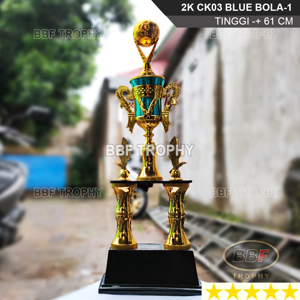 Jual Piala 2 kaki 2K CK03 BLUE BOLA SATUAN | Shopee Indonesia