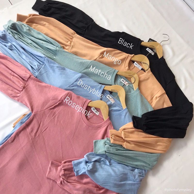 Jual KAOS RIB TANGAN BALON | PUFFY TOP LUNA BLOUSE / KAOS RIB LENGAN ...