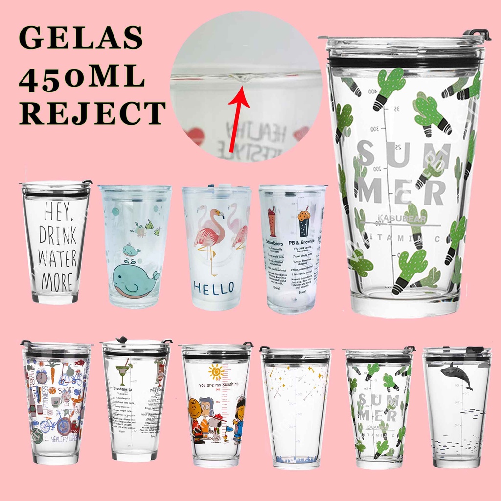 Jual Gelas RANDOM 450ML * Gelas Kaca REJECT * Gelas Motif Karakter ...