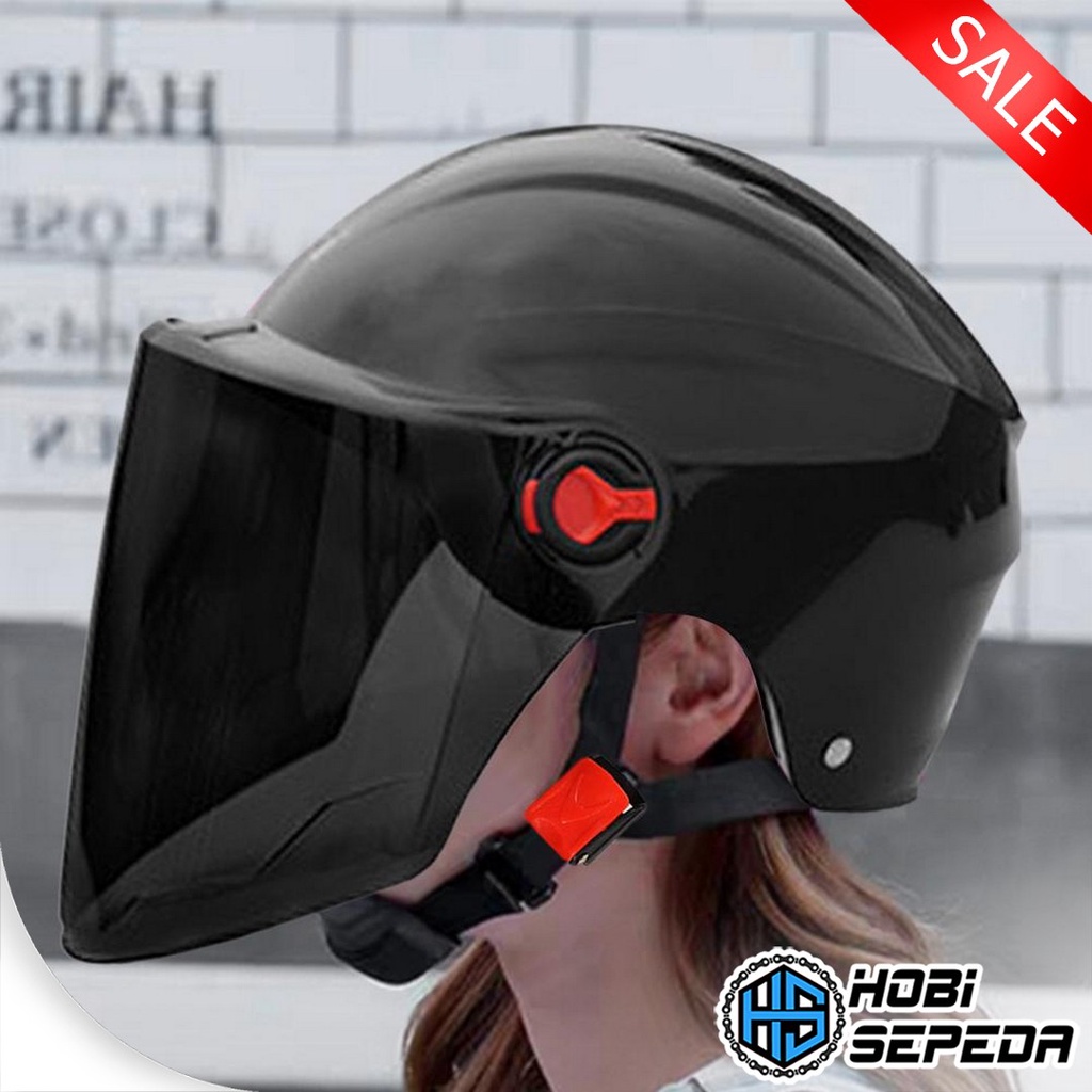 Jual Helm Sepeda Skuter Motor Elektrik Half Face Tym Dengan Kaca