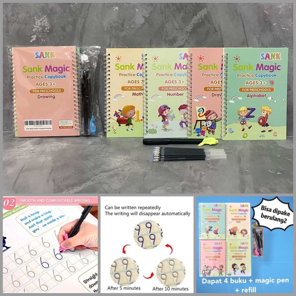 Jual SANK Magic Practice Book 1 SET ISI 4 BUKU + PULPEN | Shopee Indonesia
