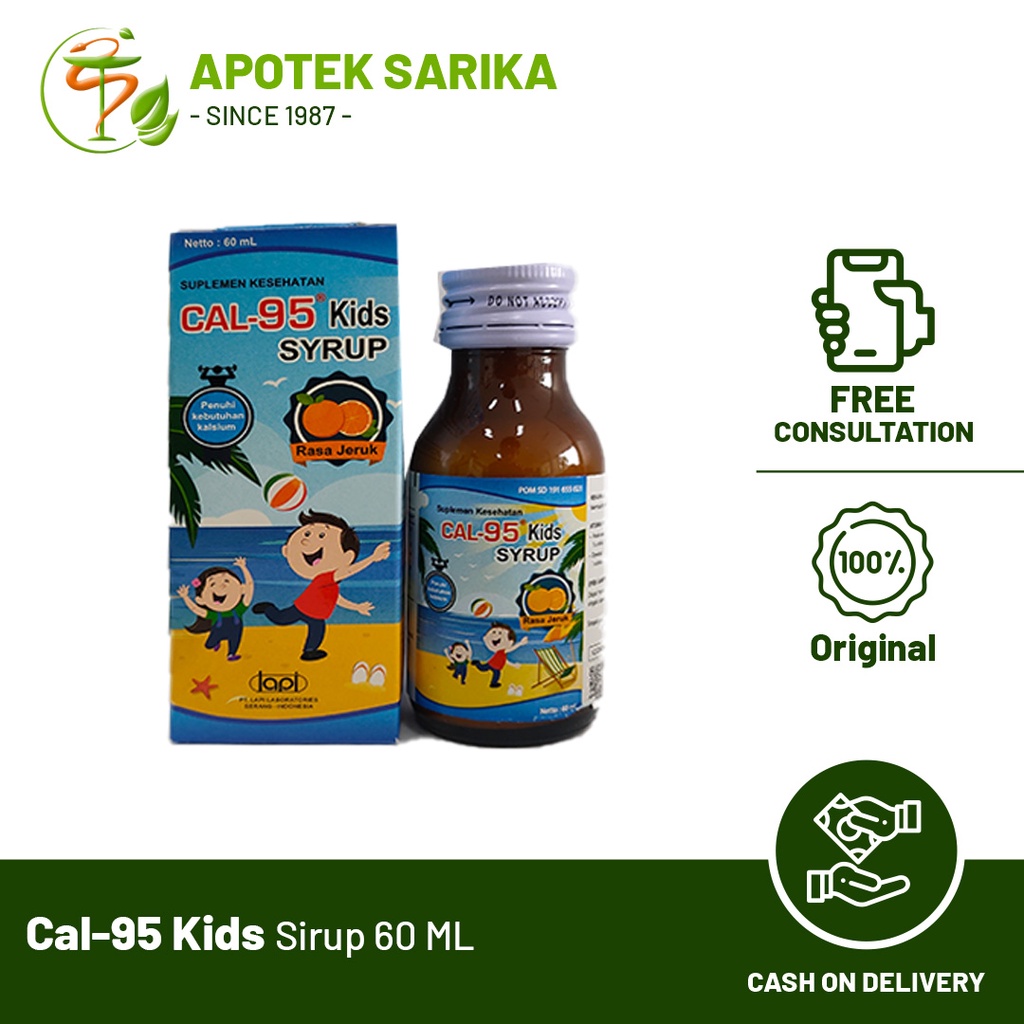 Jual Cal 95 Kids Sirup 60 ML / Suplemen Vitamin Kesehatan Tulang Anak ...