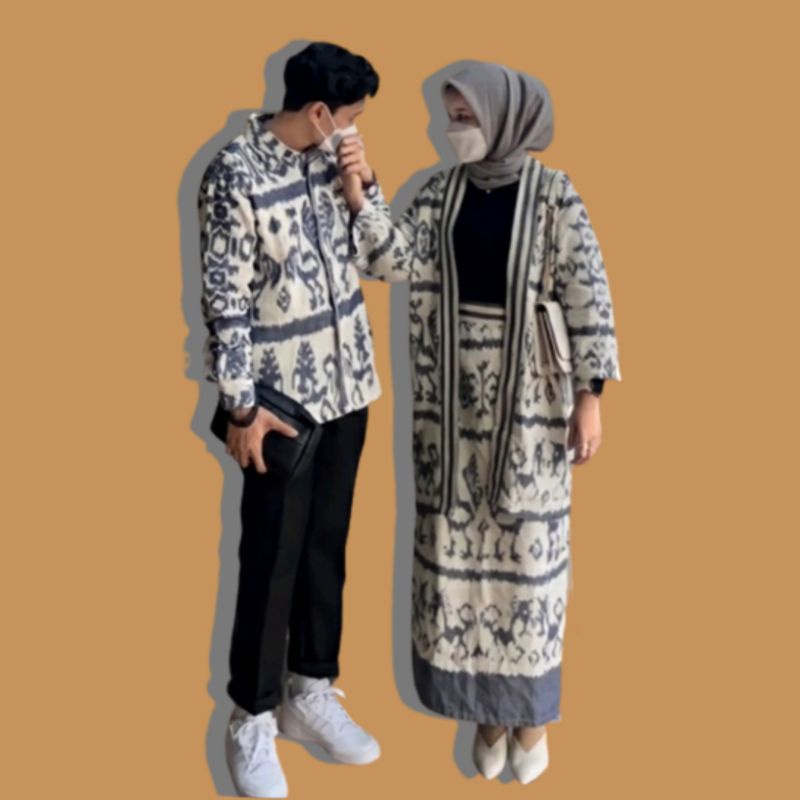 Jual Madam White Blue NTT baju tenun Troso Set Couple etnik baju set ...