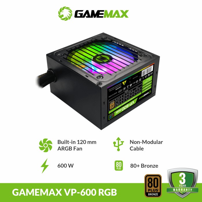 Jual Gamemax VP-600 RGB Value Performance Gaming Power Supply | Shopee Indonesia