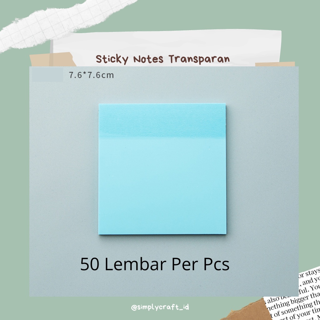 Jual Simply Craft ID - Sticky Notes Transparan 50 lembar anti Air tahan ...