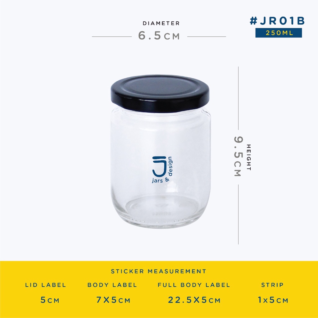Jual Jar Kaca Bulat 250ml Tutup Hitam/Putih | Shopee Indonesia