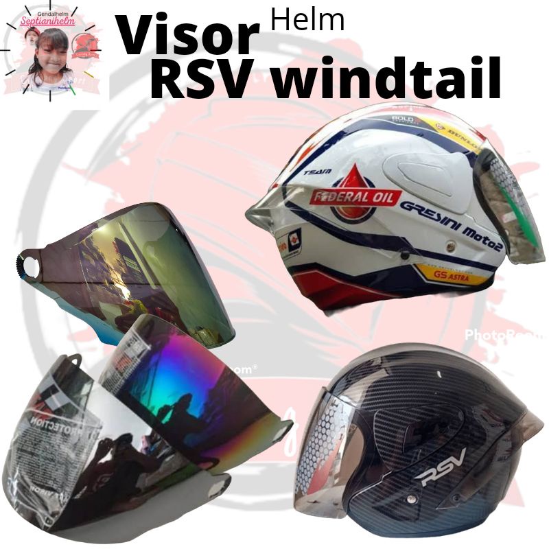 Jual kaca helm RSV windtail pelangi silver smoke bening blue visor ...