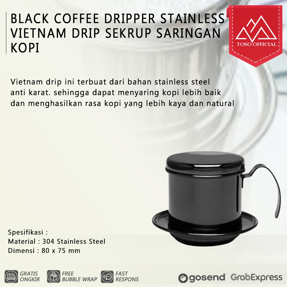 Jual Black Coffee Dripper Stainless Vietnam Drip Sekrup Saringan Kopi ...