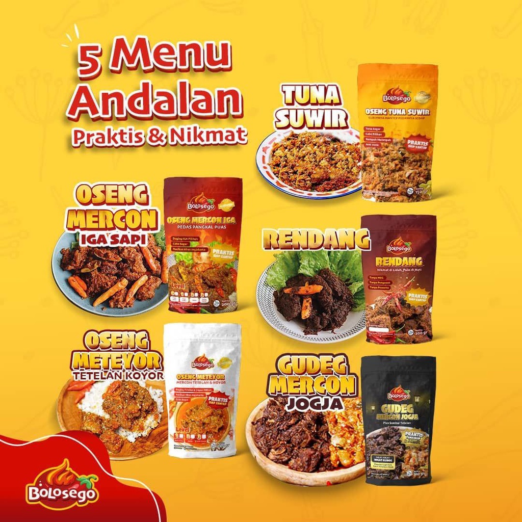 Jual READY STOK BOLOSEGO Oseng Mercon Menu Lengkap Bergaransi | Shopee ...