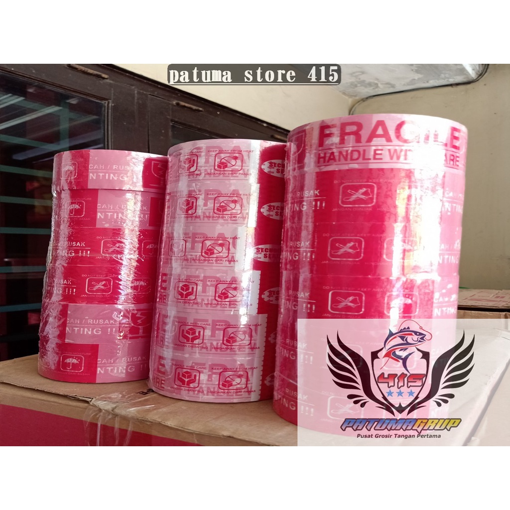 Jual Lakban Selotip Ecer Fragile Anti Pecah 45mmx72yard Merah Putih T7 ...