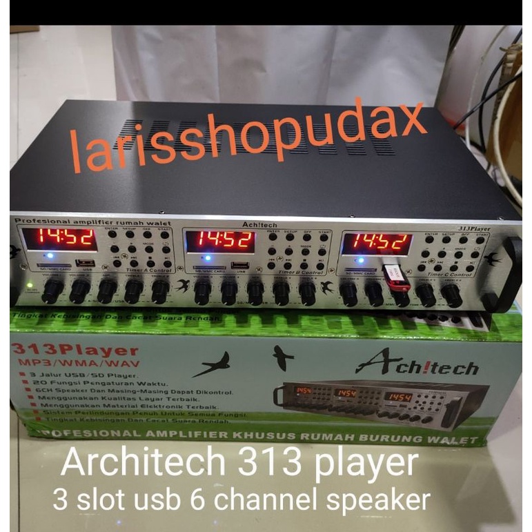 Jual AMPLI WALET 313 ACHITECH 3 USB 6 CHANNEL SPEAKER | Shopee Indonesia