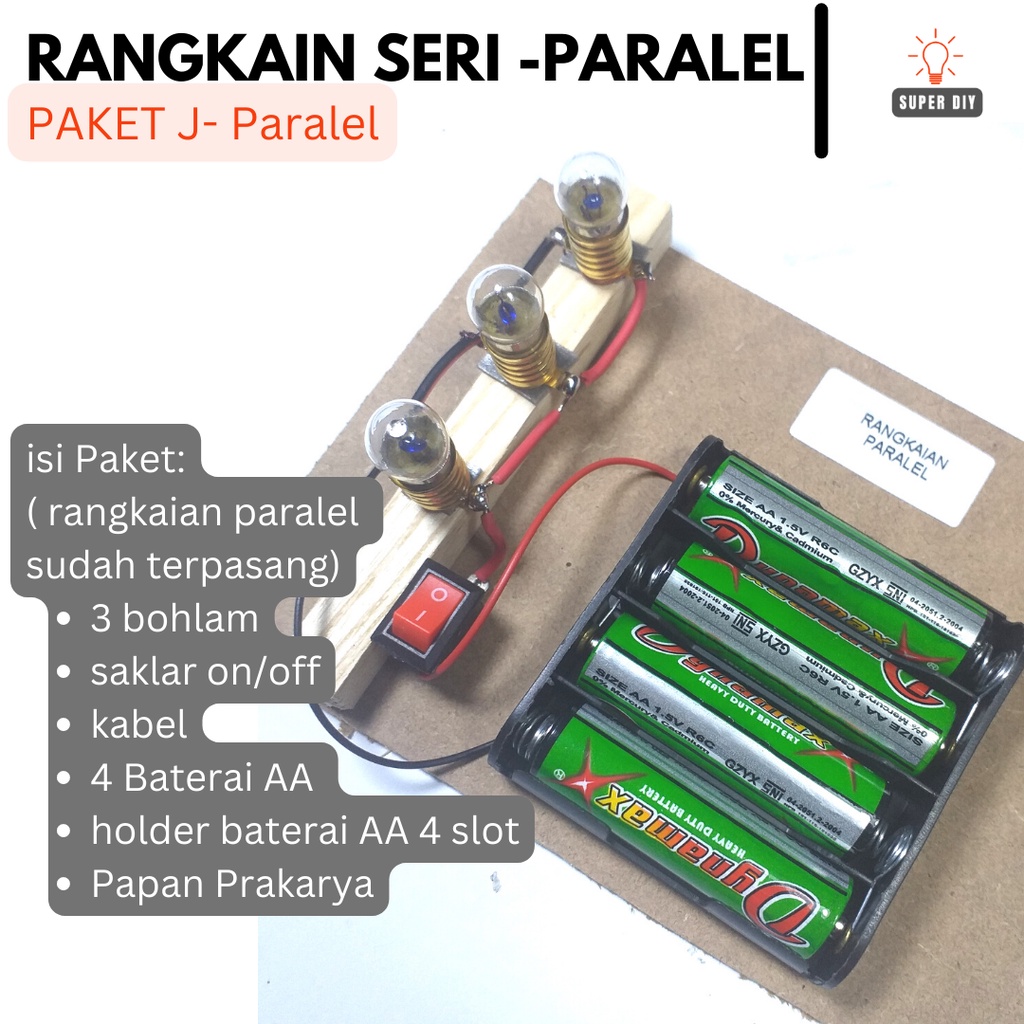 Jual PAKET RANGKAIAN LISTRIK LAMPU SERI PARALEL / UNTUK BAHAN PRAKTEK ...
