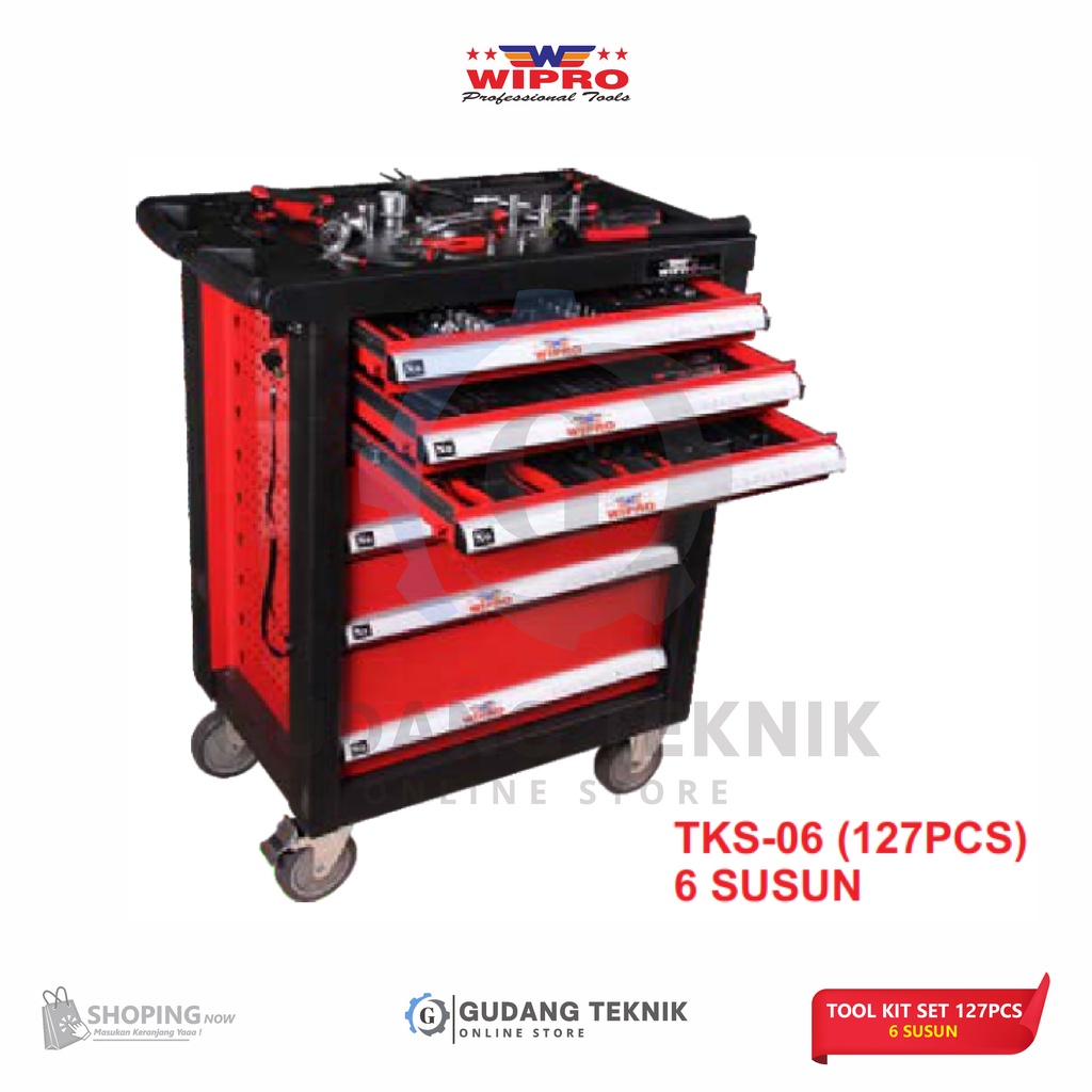 Jual Kotak Lemari Tool Kit Kunci Set 127pcs 6 Susun WIPRO TKS-06 / Tool ...