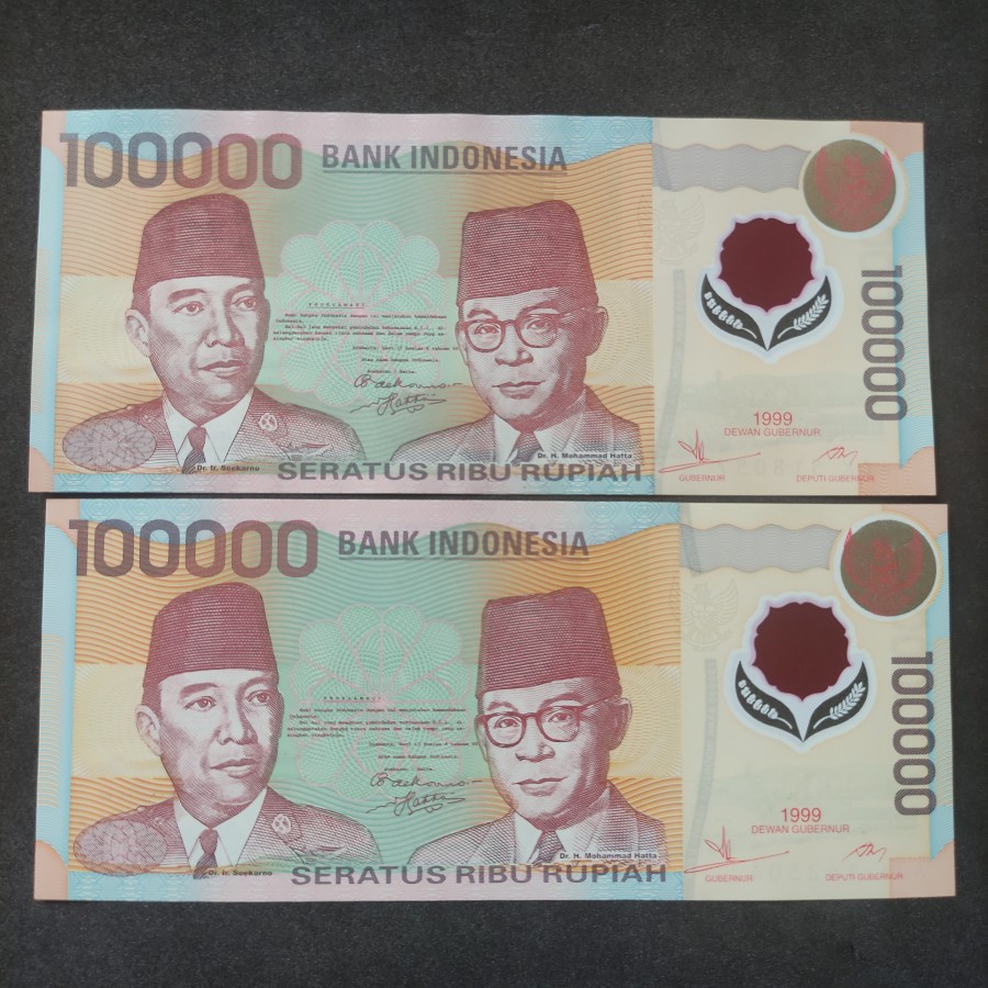Jual Uang Kuno 100000 Rupiah Polimer Polymer Sukarno Hatta 1999 UNC ...