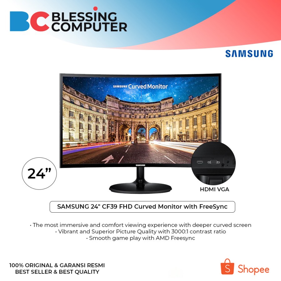 Jual Monitor SAMSUNG 24 inchi FHD CURVED HDMI VGA LC24F390FHEXXD ...