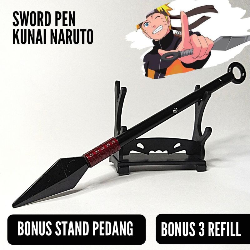 Jual Pulpen anime Naruto bentuk kunai sword pen Stainless Steel panjang ...