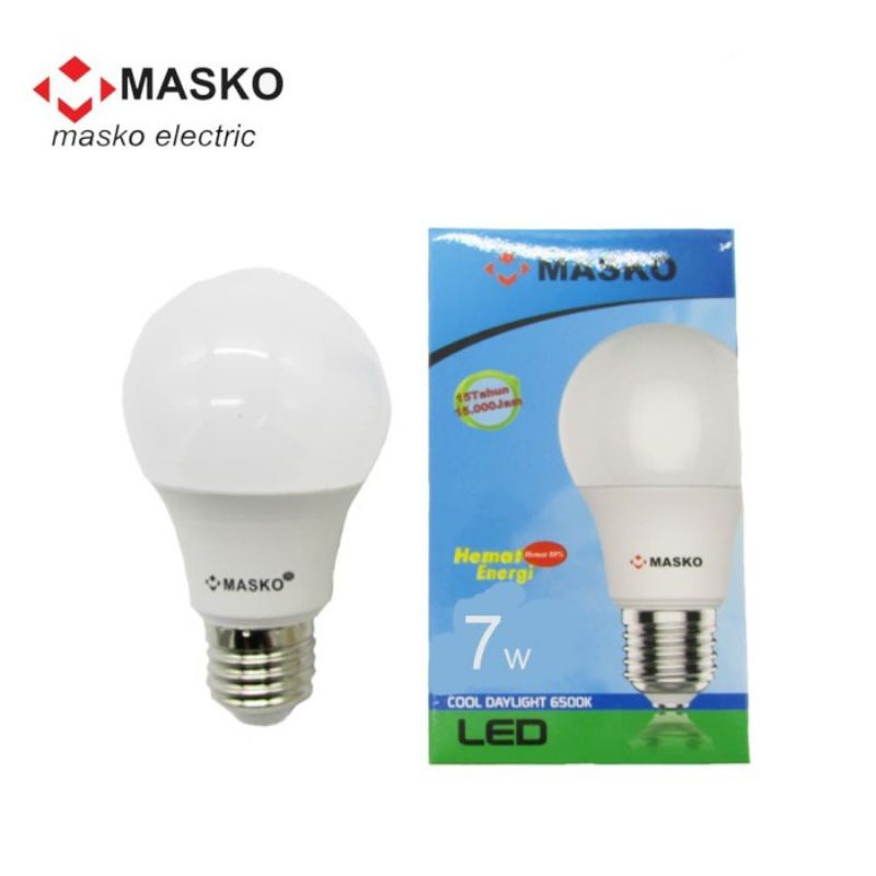 Jual MASKO LED A60 E27 Lampu Putih / Kuning 7W 7 Watt 7Watt W Bohlam Bulb | Shopee Indonesia