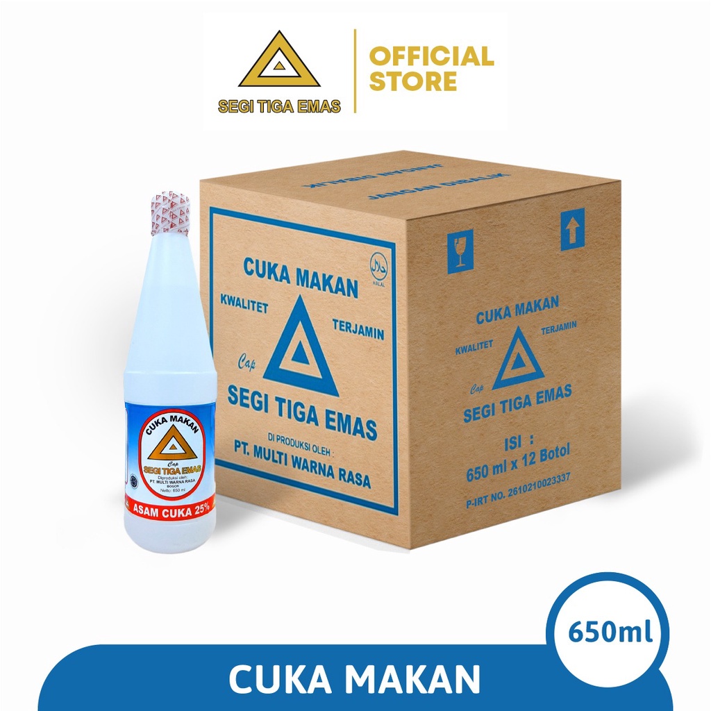 Jual Cuka Makan Segi Tiga Emas 650ml x 12pcs | Shopee Indonesia