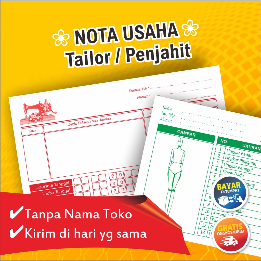 Jual Nota Kontan Penjahit atau Tailor Konfeksi isi 50 2 Rangkap - siap ...