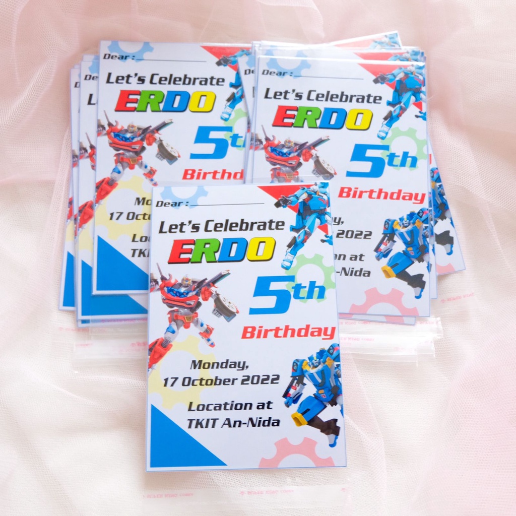 Jual Tobot Kartu Undangan Ulang Tahun / Birthday Party Invitation Card ...