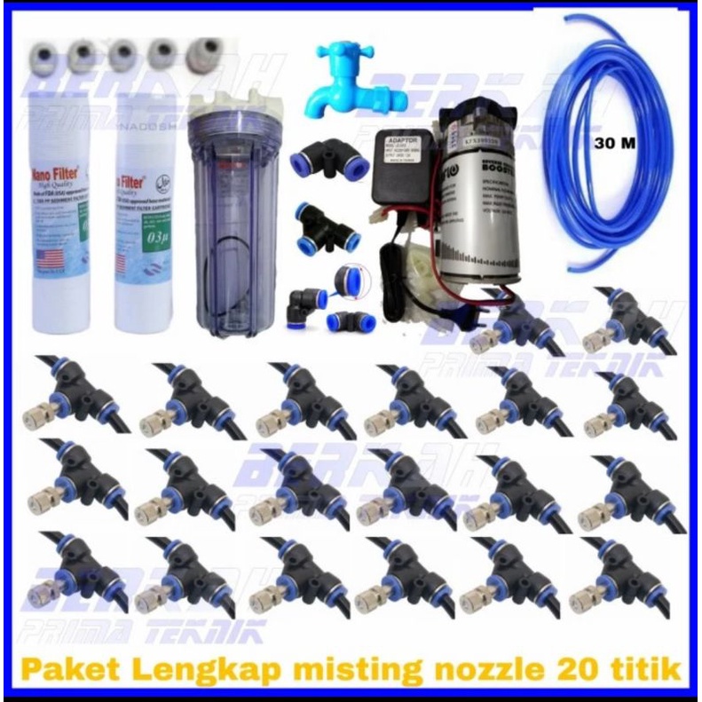 Jual Paket Misting Nozzle 20 titik Mesin Embun Kabut 20 titik Mesin ...