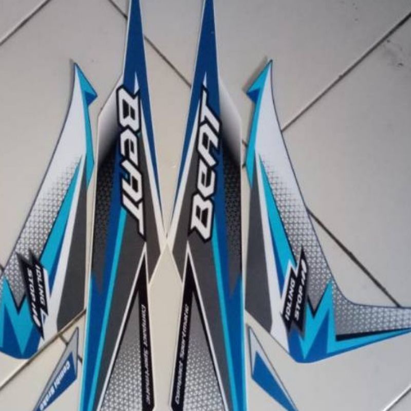 Jual striping stiker HONDA BEAT esp eco new CBS ISS warna putih biru ...