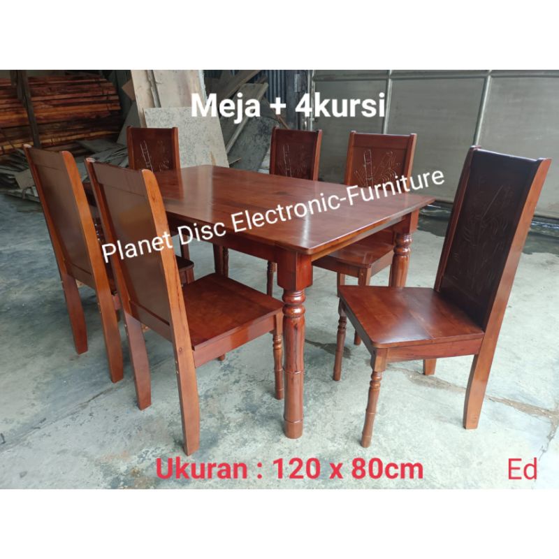 Jual Meja Makan Kayu 4kursi 120cm Dining set 4person Dining table meja ...