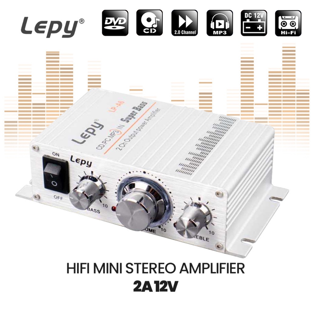 Jual HiFi Mini Stereo Amplifier Treble Super Bass Booster 2A 12V ...