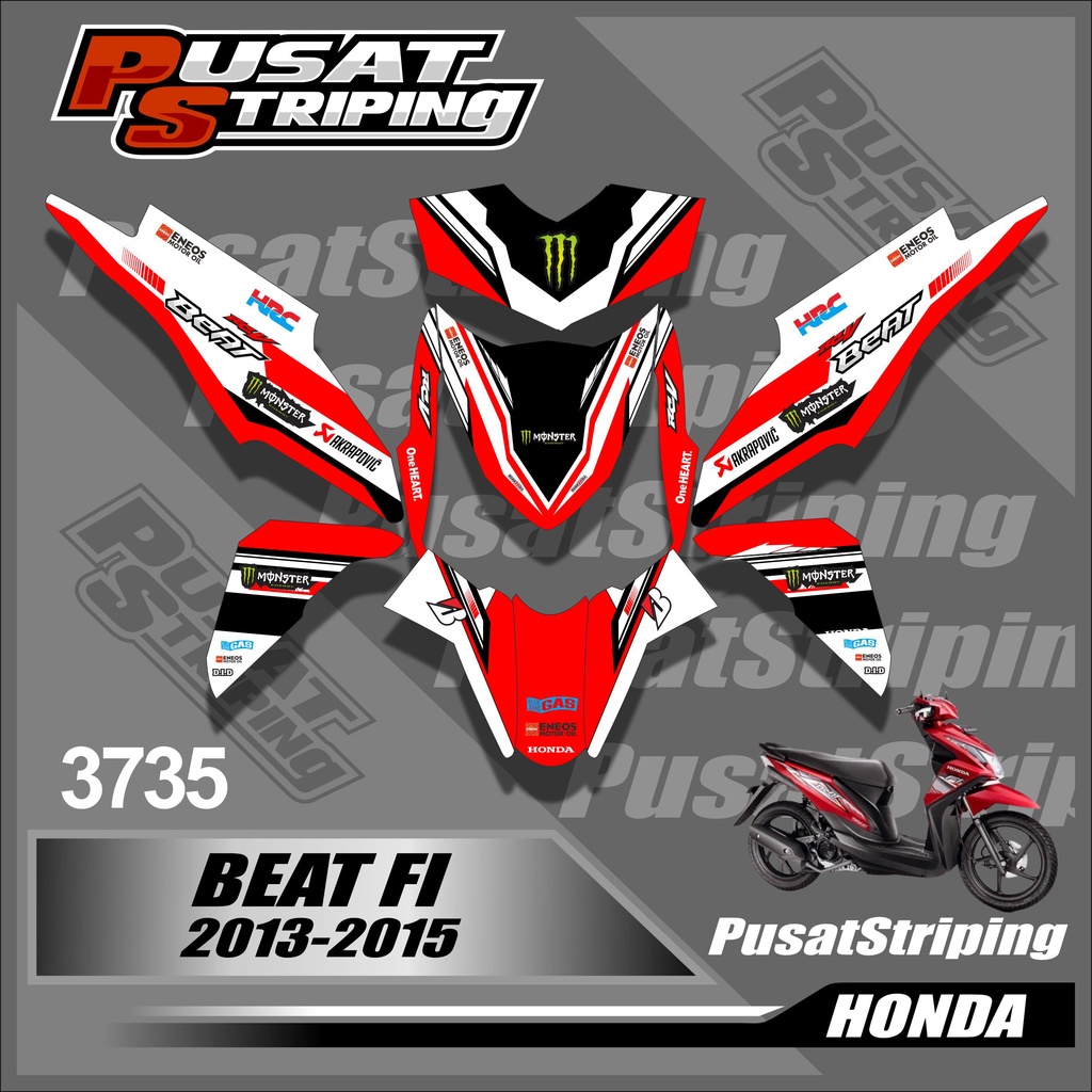 Jual Decal Variasi Motor Honda Beat Fi 2013-2015 Desain Motif Racing ...