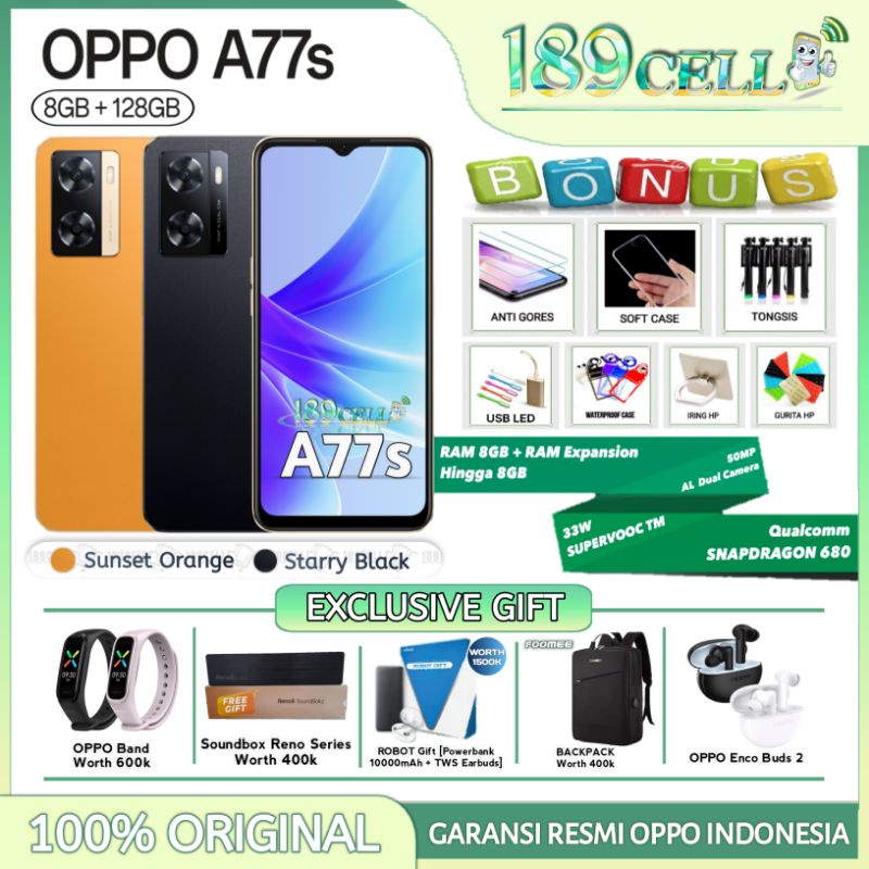 Jual OPPO A77s RAM 8/128 GB [RAM 8+8GB Expansion] A77 s A 77s | A3X 6/ ...