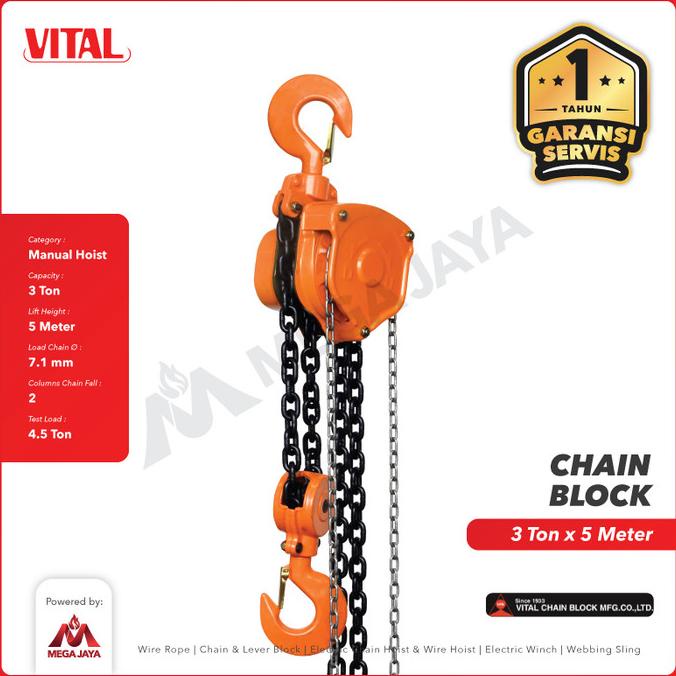 Jual Chain Block / Takel 3 Ton X 5 Meter Vital | Shopee Indonesia