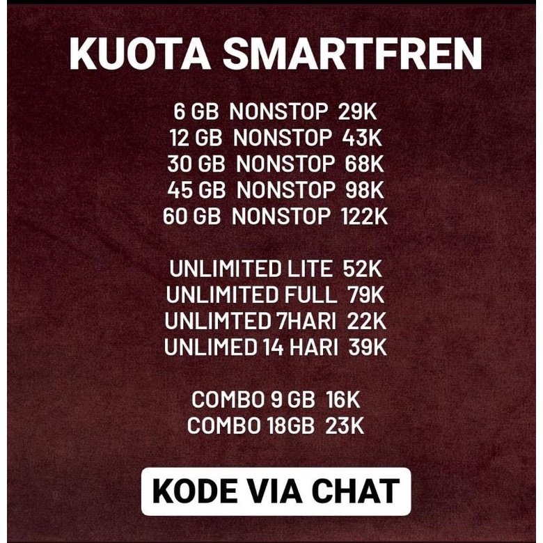Jual Kuota Murah Isi Ulang Paket Data Smartfren Unlimited Nonstop 3GB 9GB 10GB 12GB 18GB 30GB ...