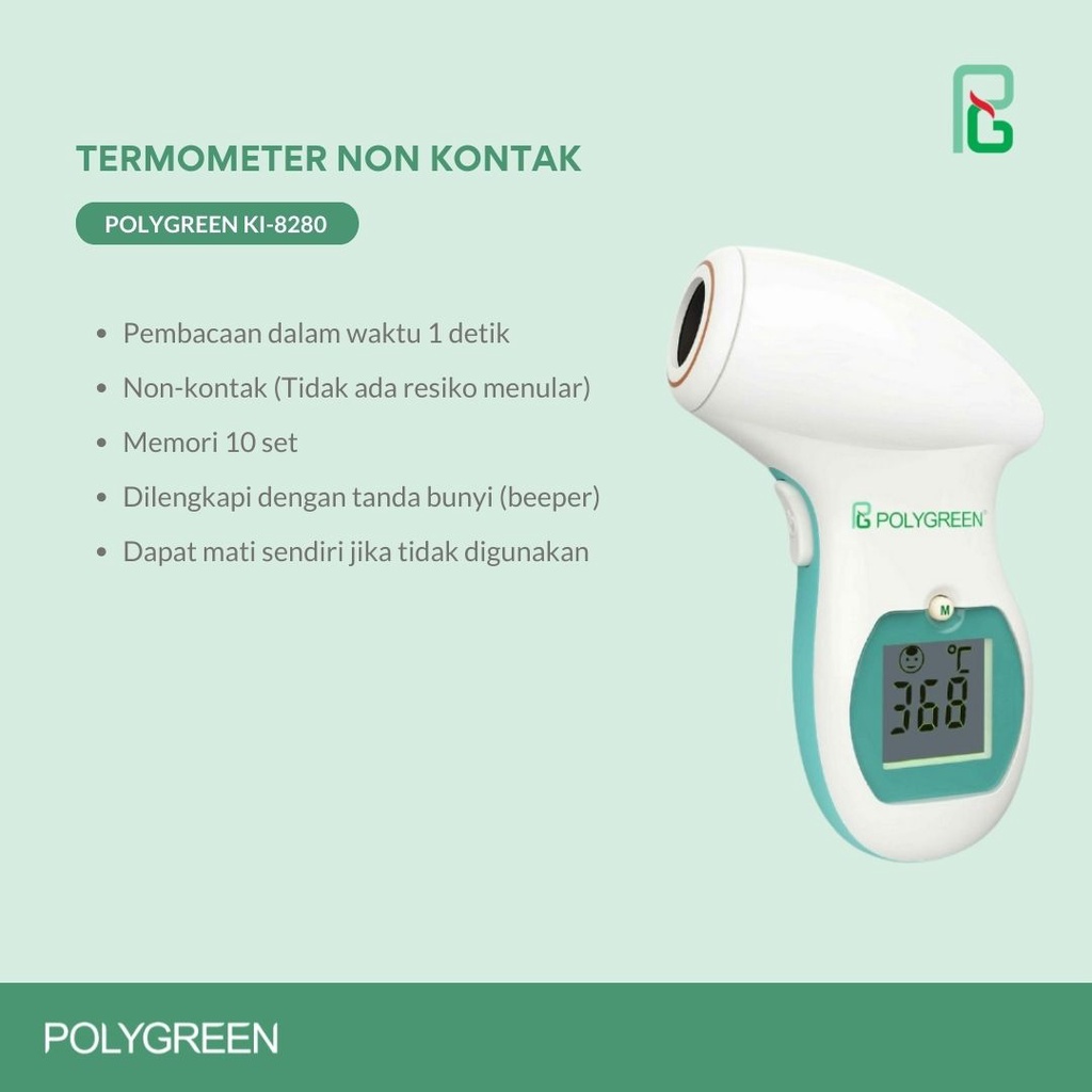 Jual Termometer dahi dan benda non kontak Polygreen KI 8280 | Shopee ...