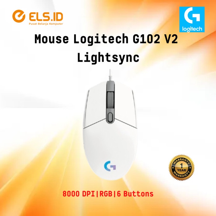 Jual Mouse Gaming Logitech G102 V2 Lightsync - White | Shopee Indonesia