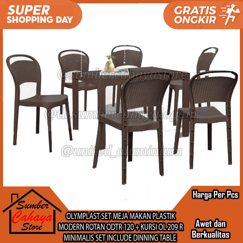 Jual OLYMPLAST SET MEJA MAKAN PLASTIK MODERN ROTAN ODTR 120 + KURSI OL ...