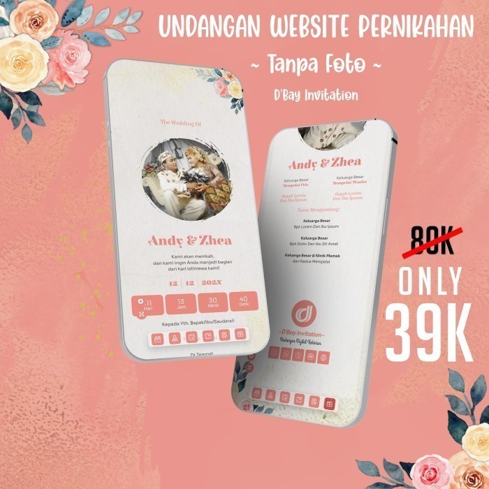 Jual Undangan Digital Website Pernikahan Online | Tema Bugoy 05 - Tanpa Foto | Shopee Indonesia