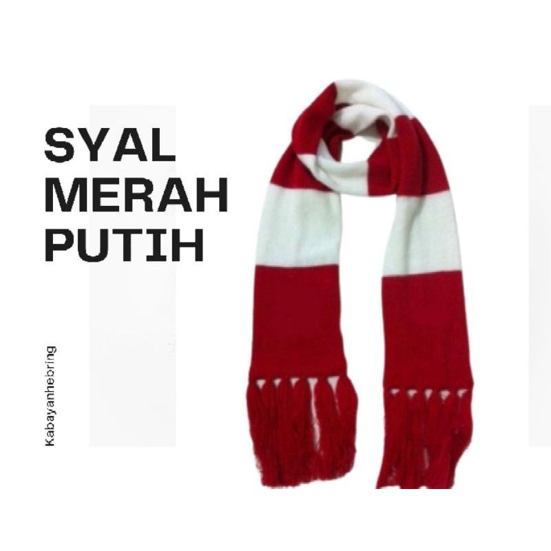 Jual Syal Umrah Scarf Merah Putih NASIONAL Bahan Rajut Tebal Nyaman ...